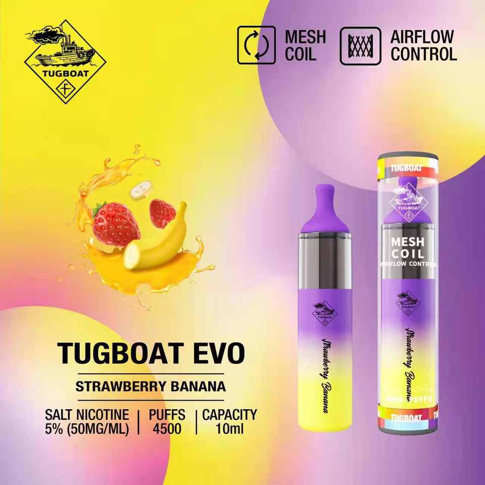 TUGBOAT EVO 4500 PUFFS - STRAWBERRY BANANA - Vape Bazaar